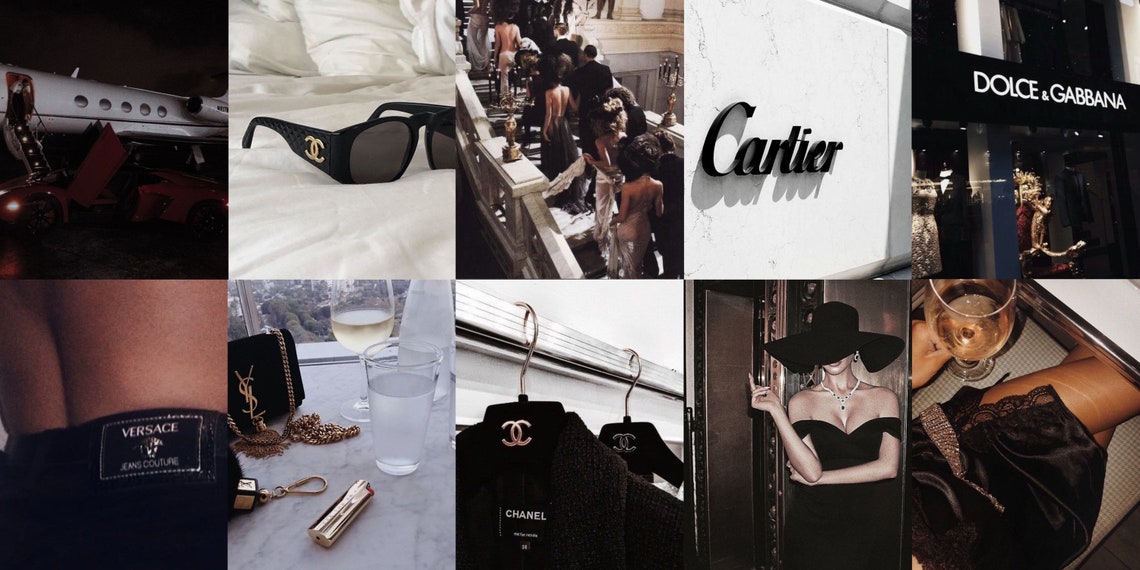 100 Piece Dark Black & White Classy Boujee Aesthetic Wall | Etsy