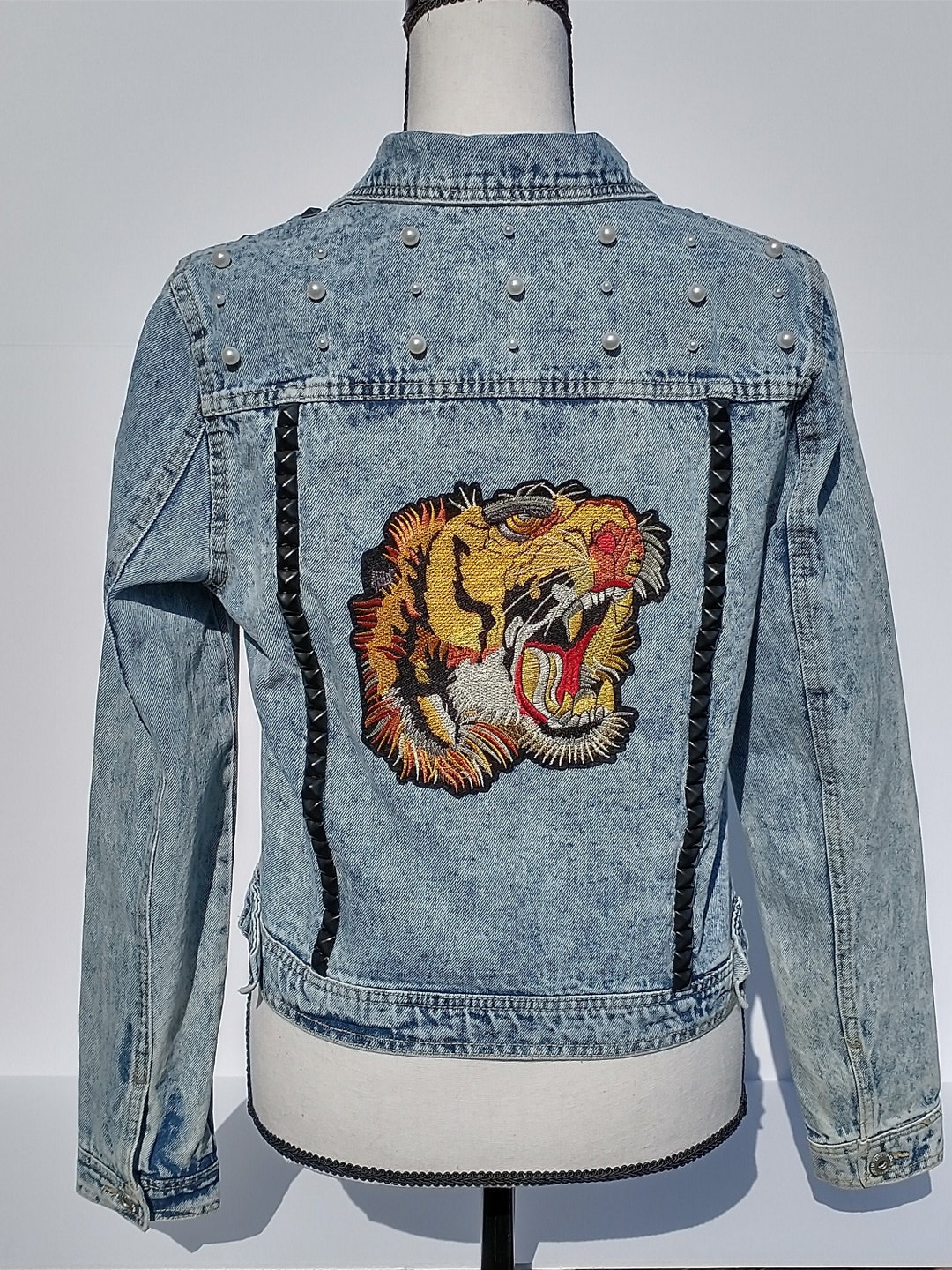 Studded Tiger Denim Jacket - Etsy
