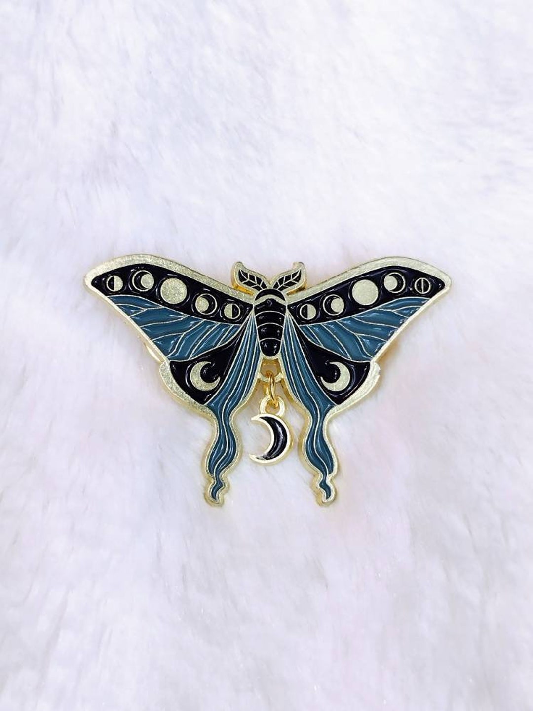 Moon Phases Moth Enamel Pin - Etsy