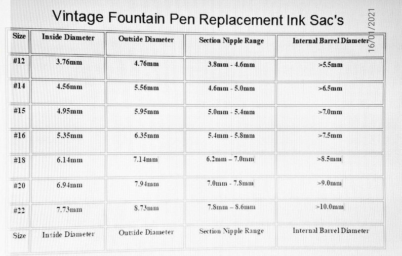 Fountain Pen Ink Sac Repair Bladders | Etsy