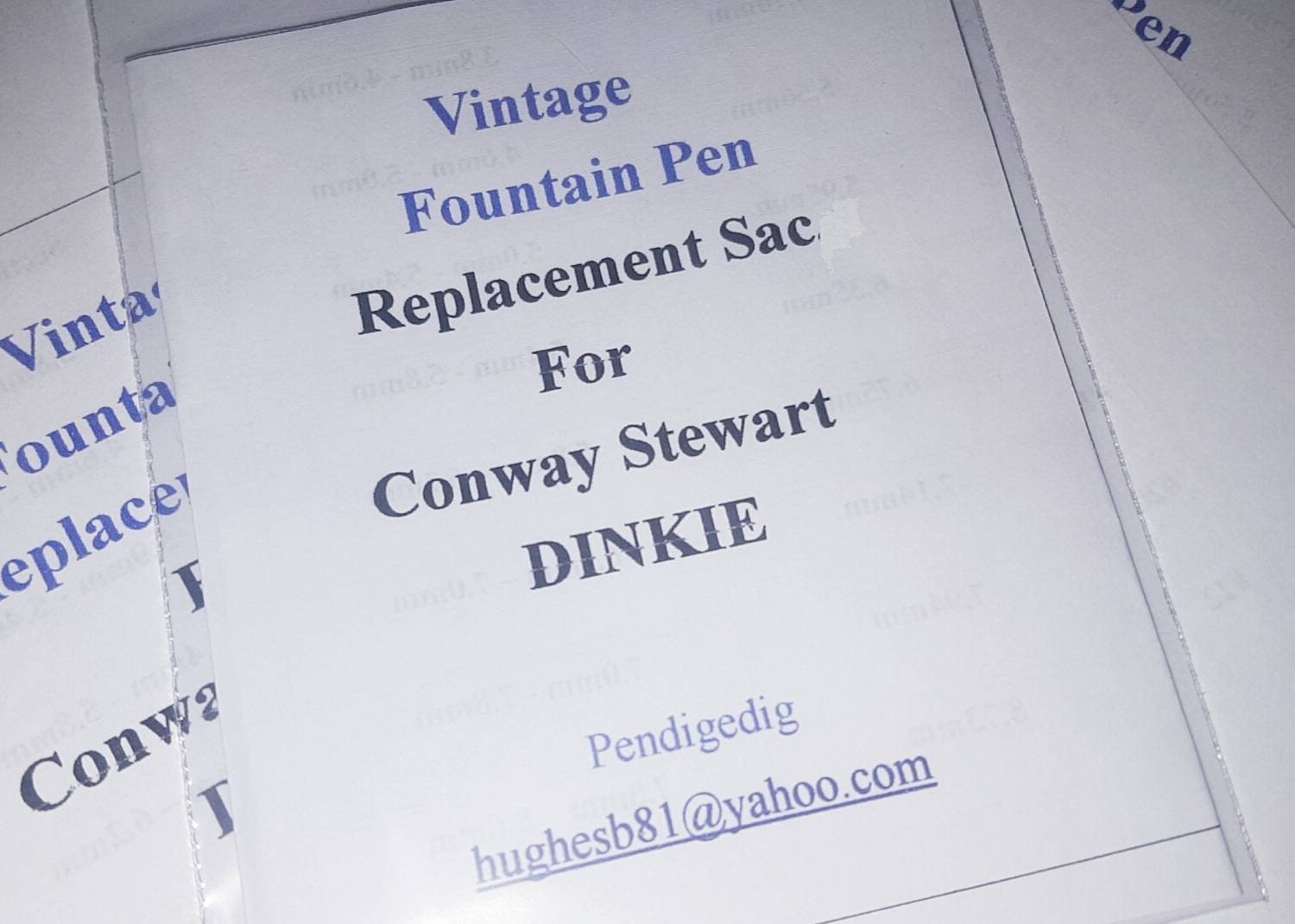 Conway Stewart "dinkie" Fountain Pen Ink Sac - Etsy