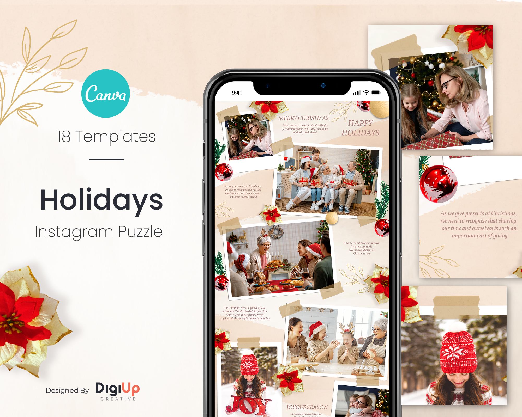 Holiday Instagram Puzzle Template Holiday Seasons Template Instagram ...