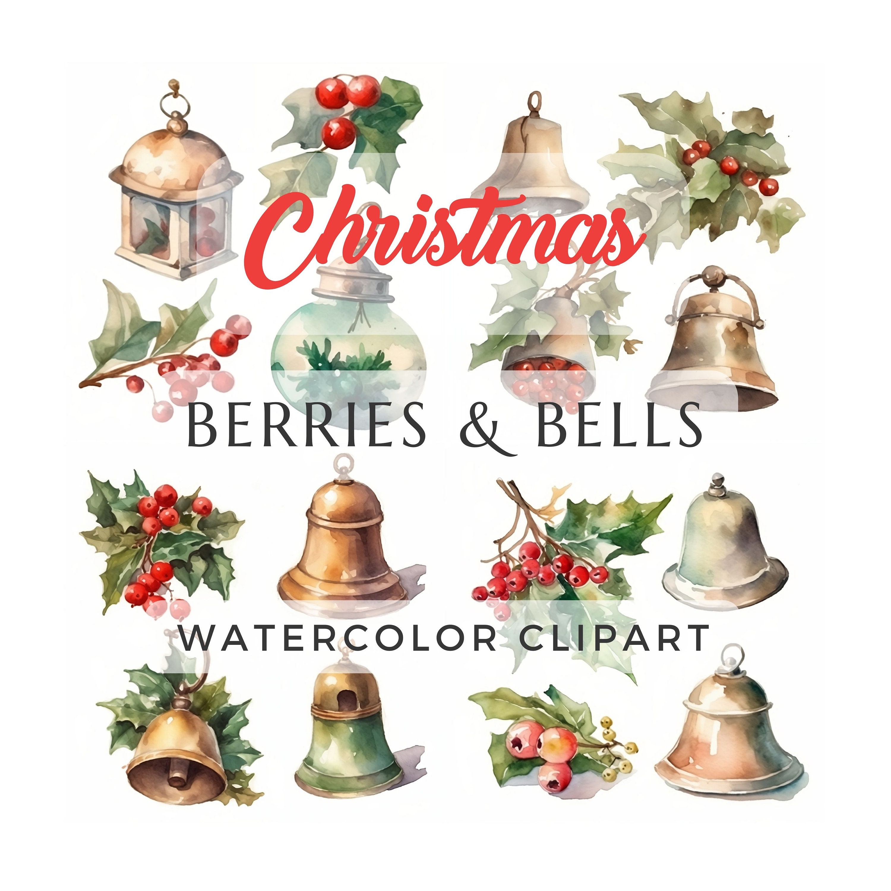Vintage Christmas Bells Clip Art
