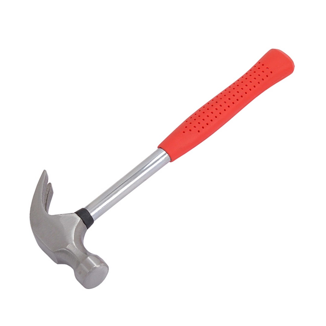 8 Oz Steel Shaft Claw Hammer With Rubber Grip & Nail Bolt Remover ...