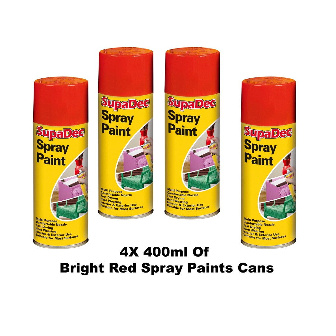 4X 400ml Cans of Bright Red Aerosol Spray Paint Cans for Hobby ...