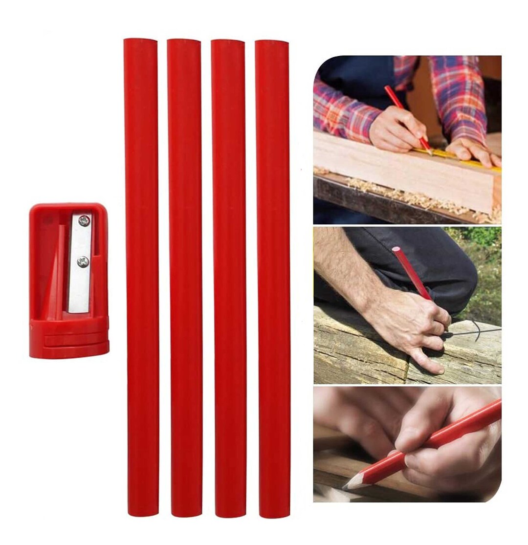 5 Piece Set Carpenters Pencils and Sharpener Pencil & Sharpener Set ...