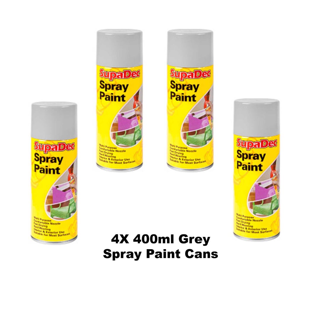 4X 400ml Cans of Grey Aerosol Spray Paint Cans for Hobby Art Decorative ...