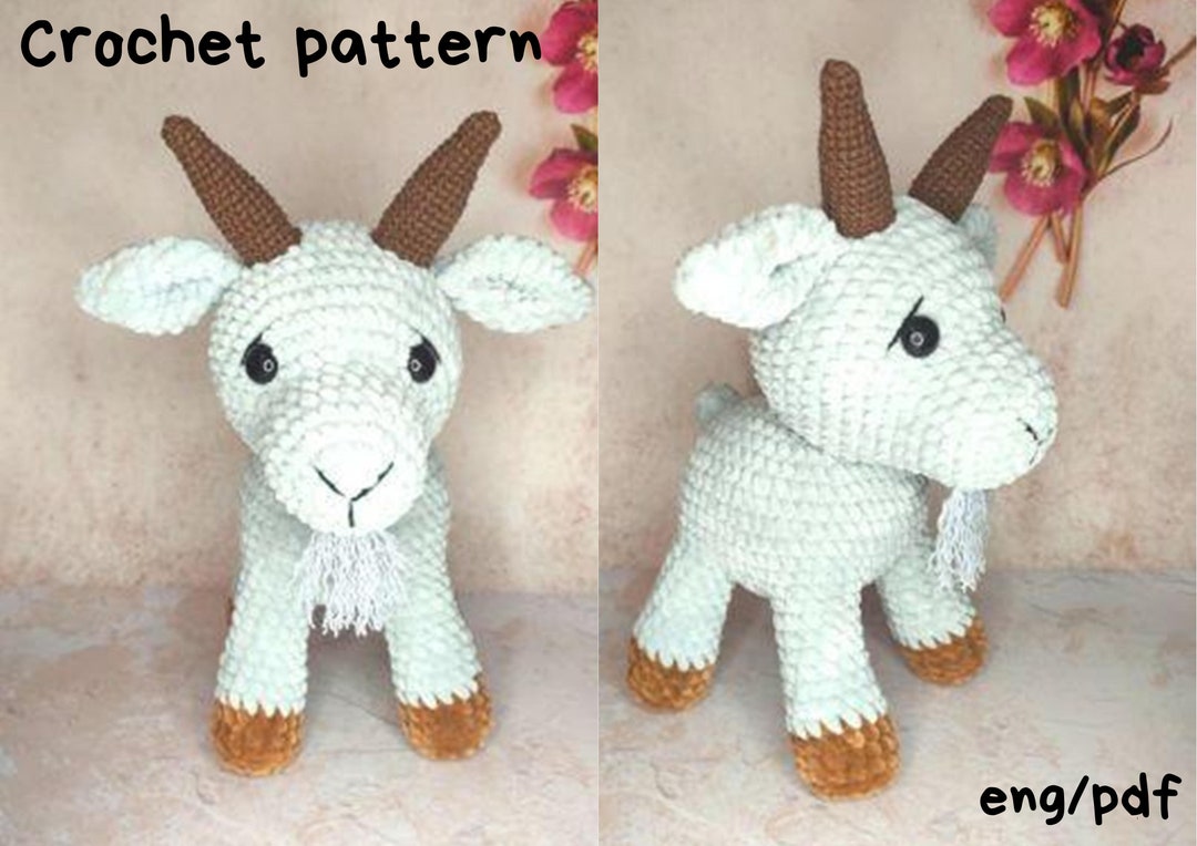 Crochet Pattern Goat, Amigurumi Stuffed Goat Pattern, Farm Animals ...