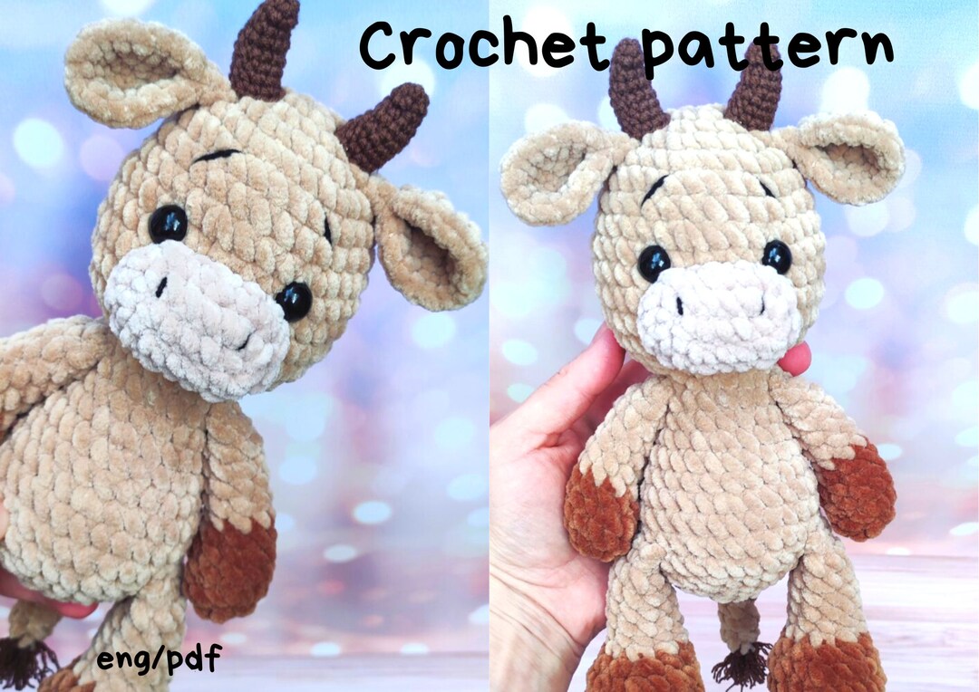 Crochet Bull Pattern, Amigurumi Bull Pattern Pdf, Farm Animals Crochet ...