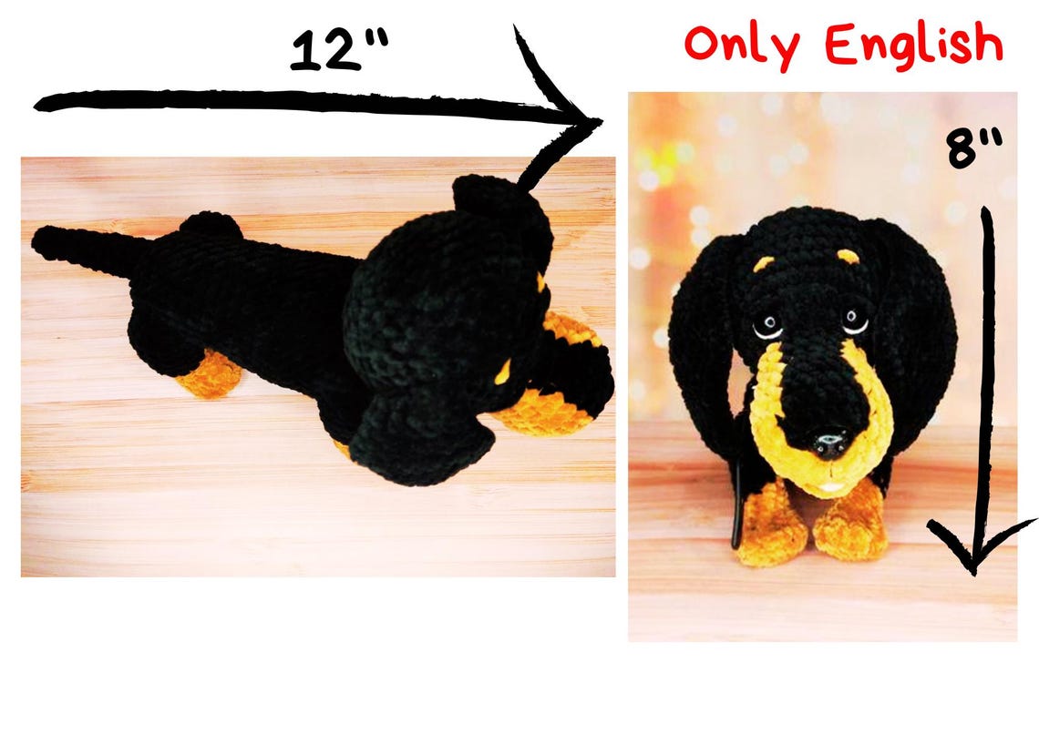 Modèle de chien teckel au crochet, modèle chiot amigurumi, modèle chien ...
