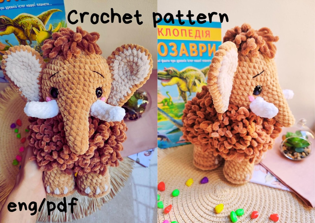 Amigurumi Pattern Stuffed Mammoth/ Crochet Pattern Big Mammoth/ English Pattern Amigurumi ...
