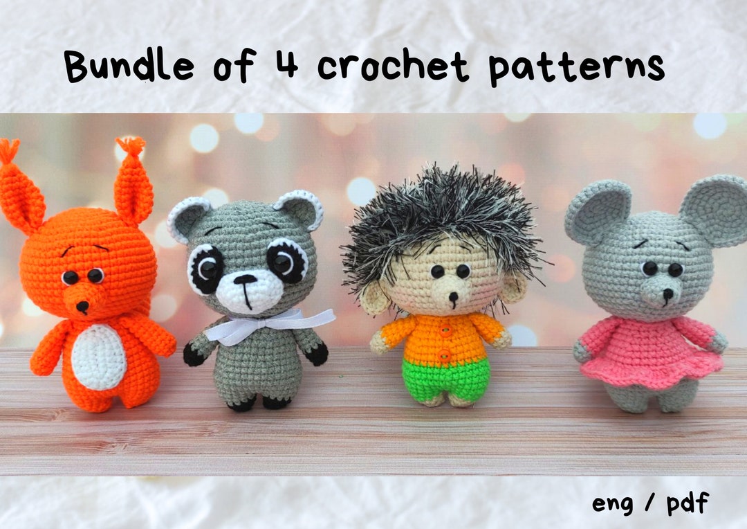 Forest Animals Crochet Patterns, Bundle of 4 Crochet Patterns ...