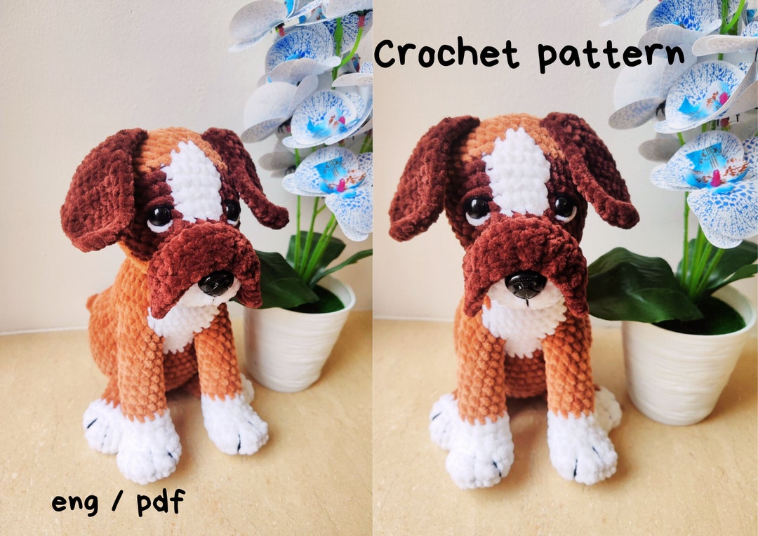 Boxer Crochet Pattern/ Amigurumi Tutorial Stuffed Dog/ Crochet Pattern ...