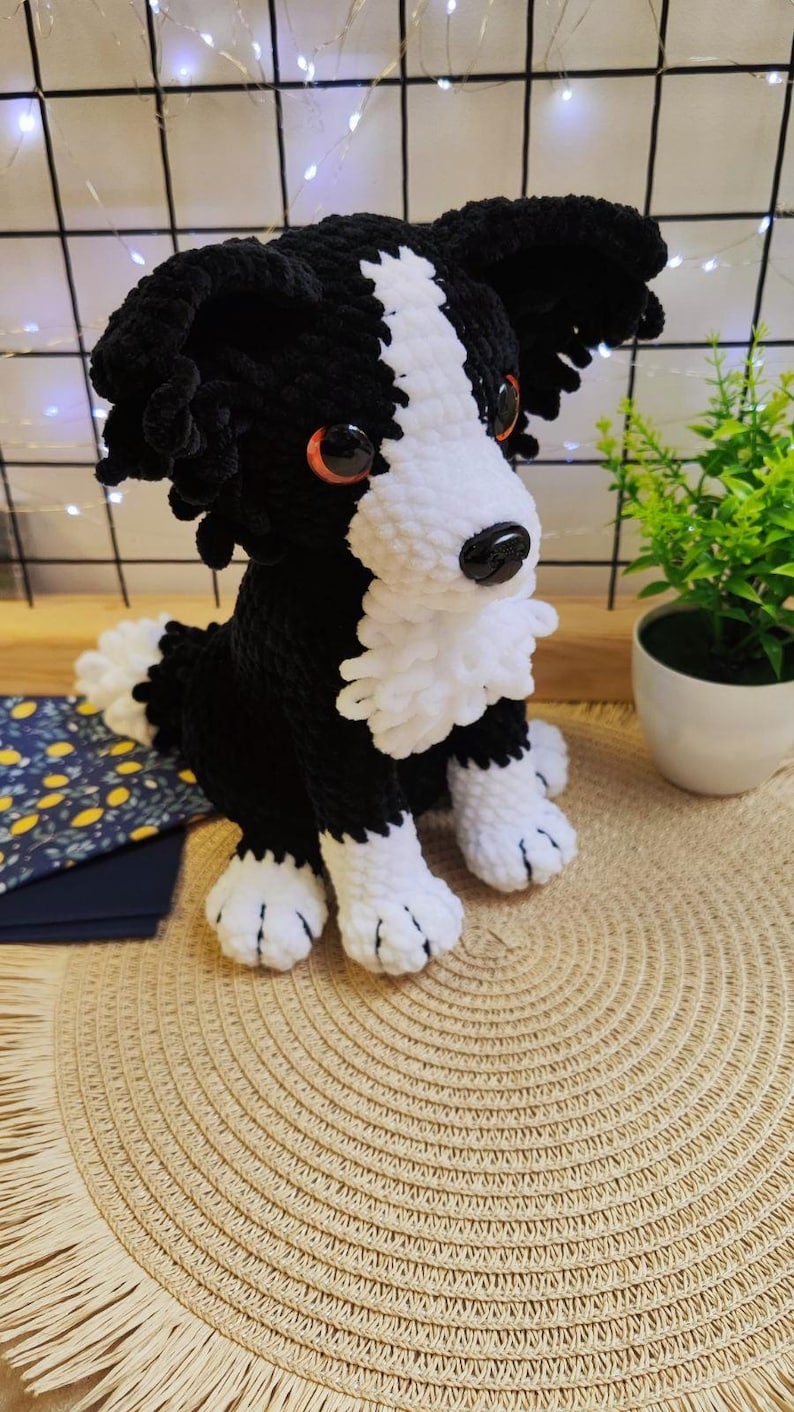 Border Collie Crochet Pattern. Amigurumi Tutorial Dog. Puppy Crochet ...
