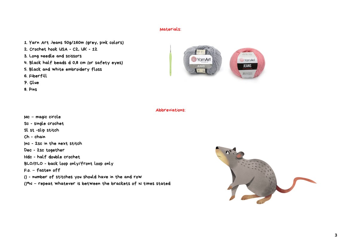 Crochet Mouse Pattern Amigurumi Mini Mouse Pattern English - Etsy