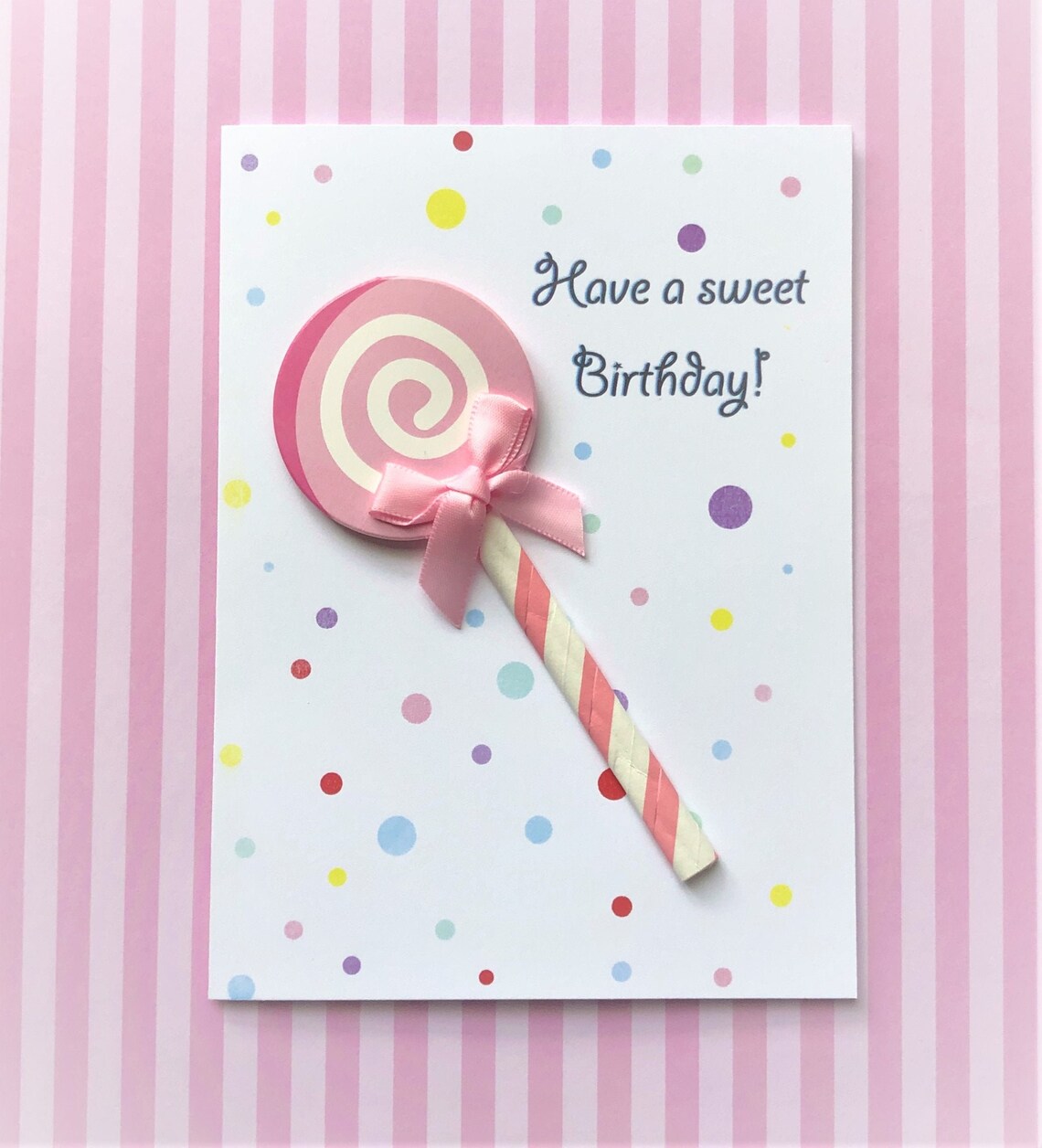 Birthday Card With a Cute Cardstock Lollipop, Lollipop Birthday Card ...