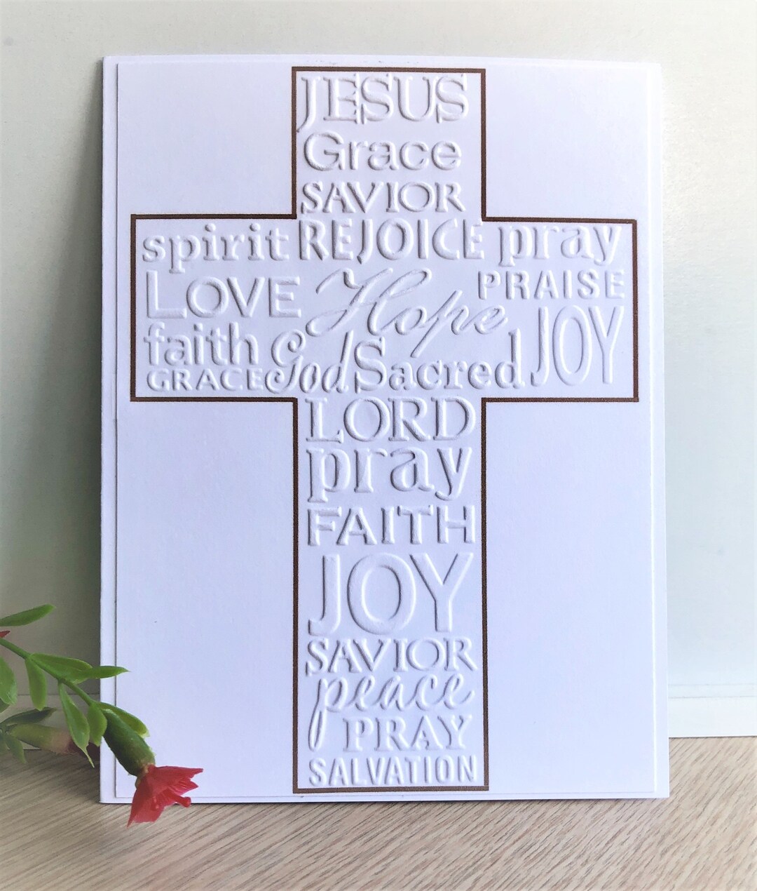 Embossed Cross Card Religious Event Baptism First - Etsy