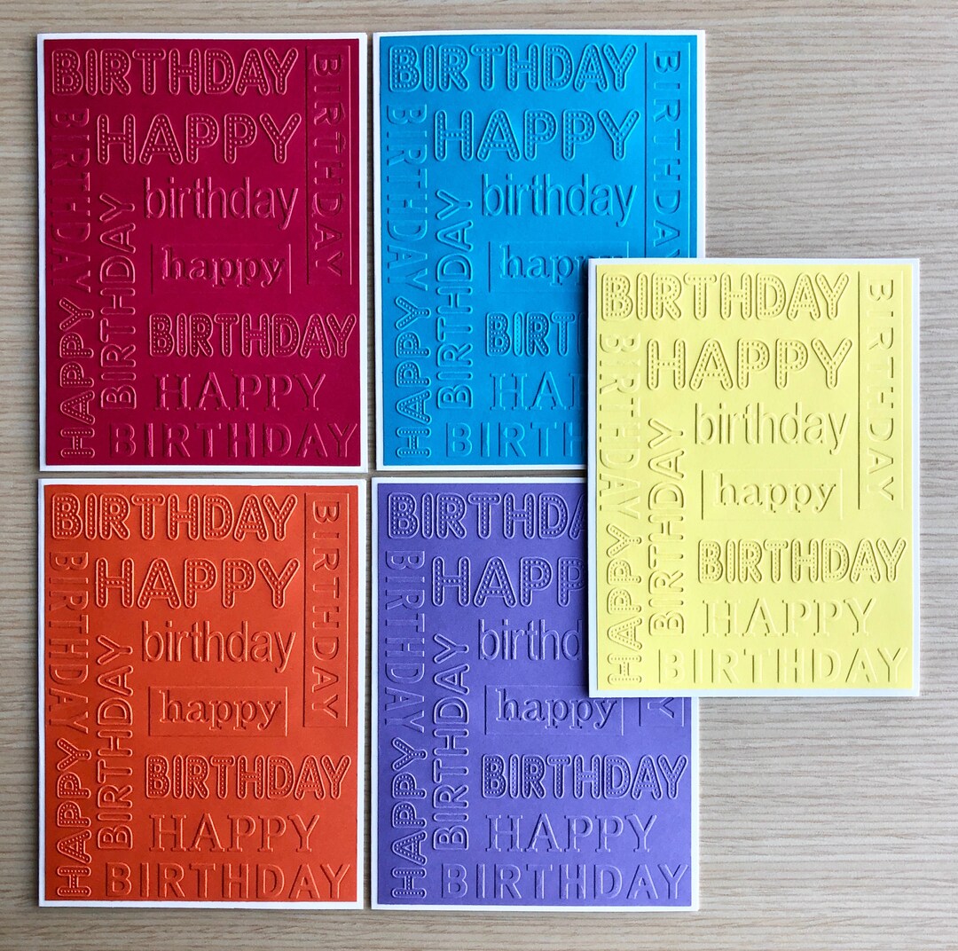 5 Assorted Embossed Happy Birthday Cards, Happy Birthday Card Set ...