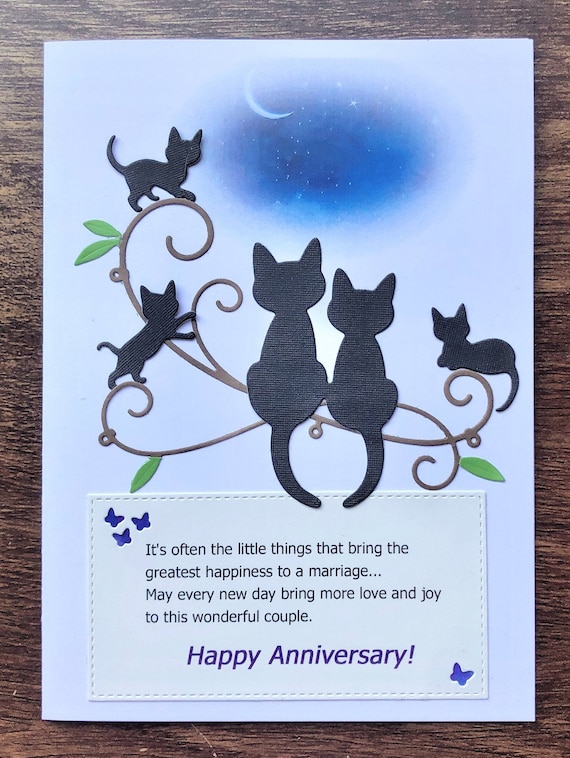 Mom and Dad Anniversay Card-Engagement Card-Celebrate-Handmade Card-Cat ...