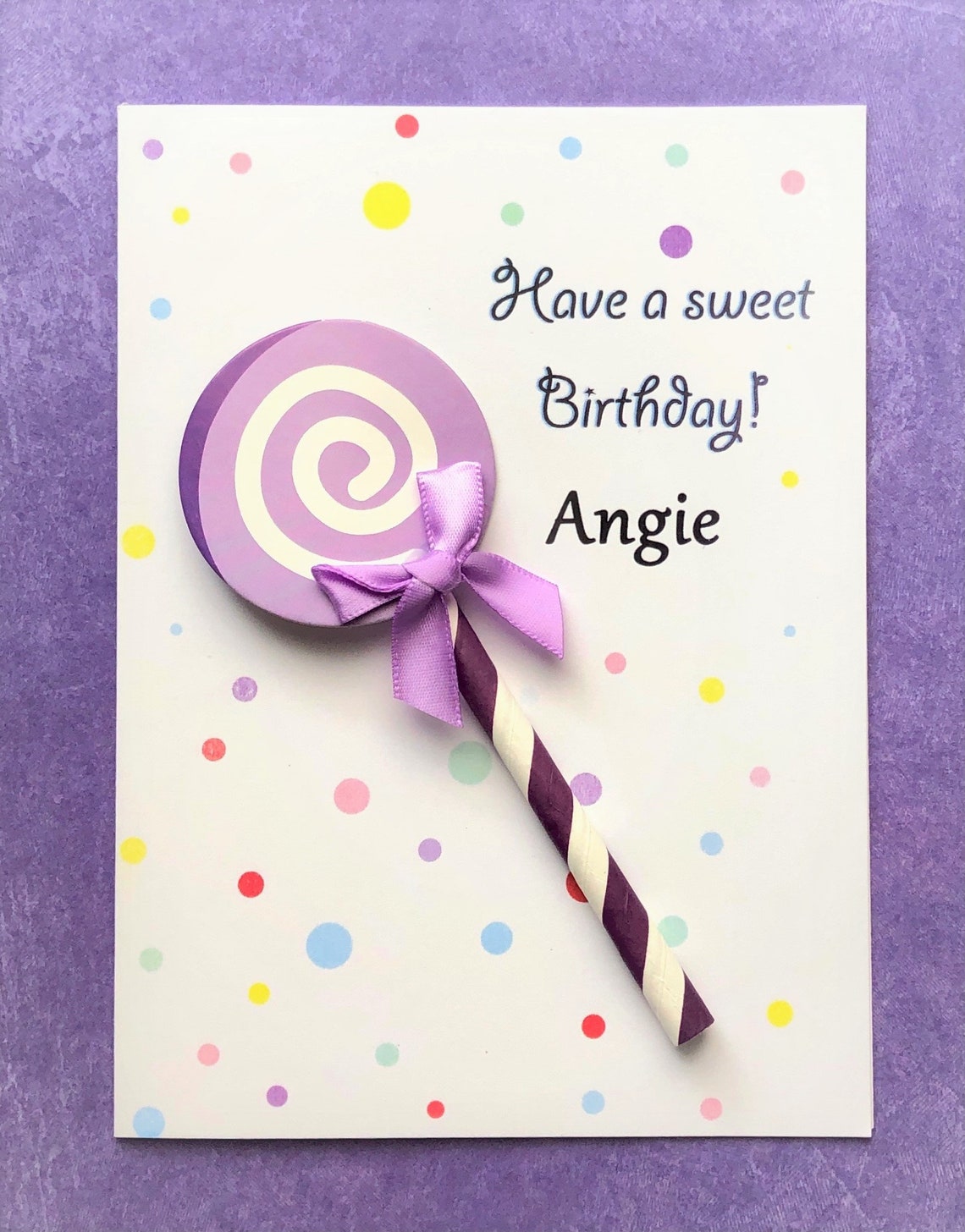Birthday Card With a Cute Cardstock Lollipop, Lollipop Birthday Card ...