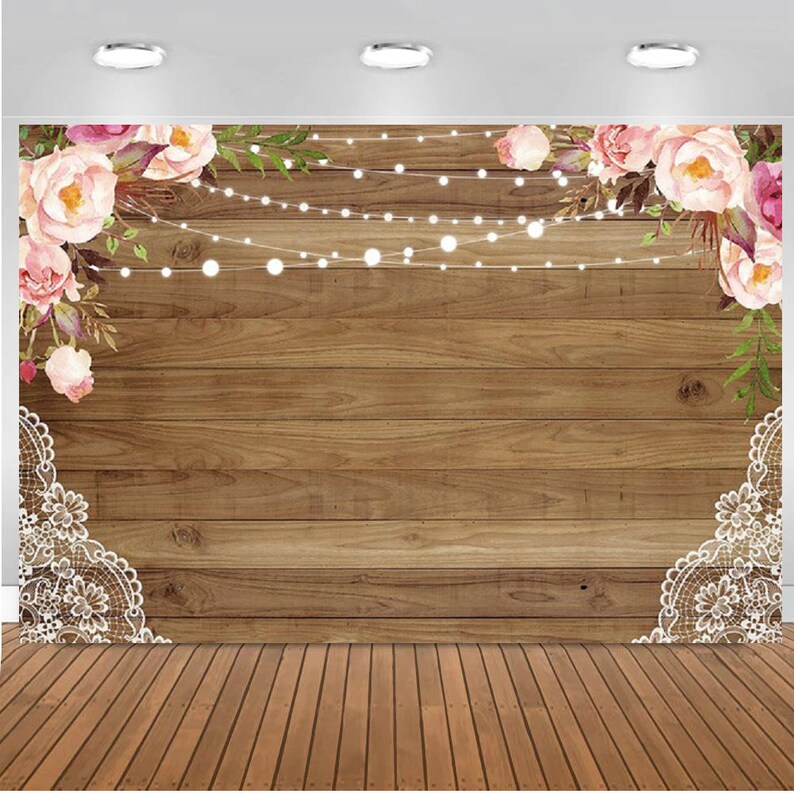 Floarl Wood Photography Backdrop Rustic Wedding Birthday Party - Etsy