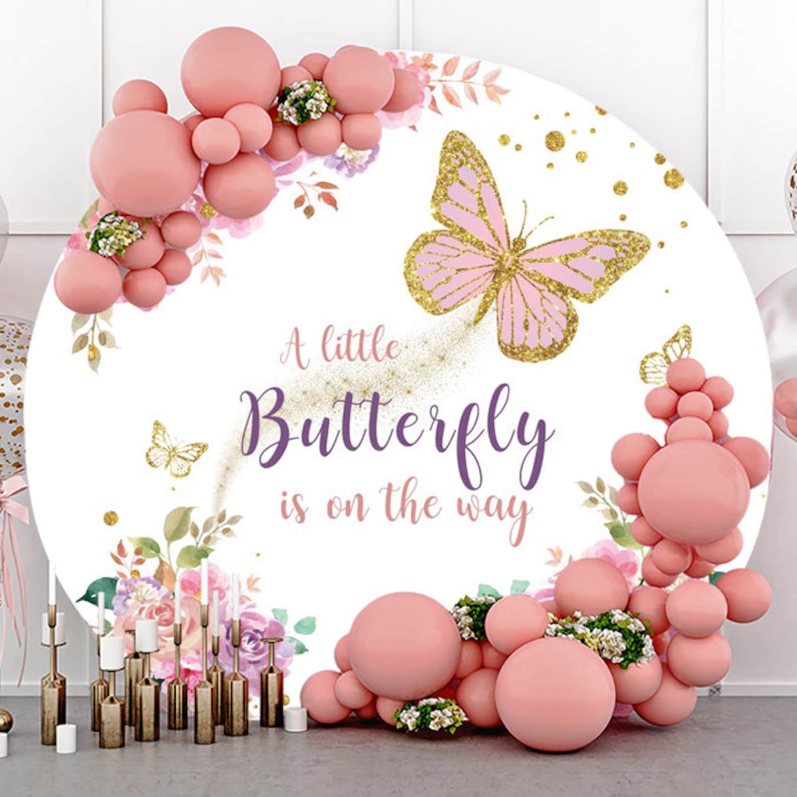 Round Colorful Flower A Little Butterfly is on the Way Photography ...