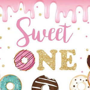 Pink Donuts Sweet One Photography Backdroppink Golden Glitter | Etsy