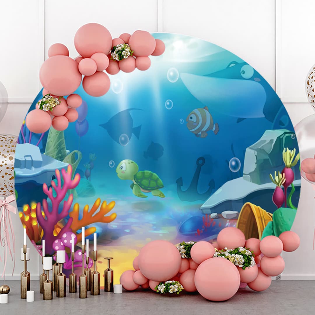 Underwater World Round Photography Backdrop,child Baby Shower Birhday ...