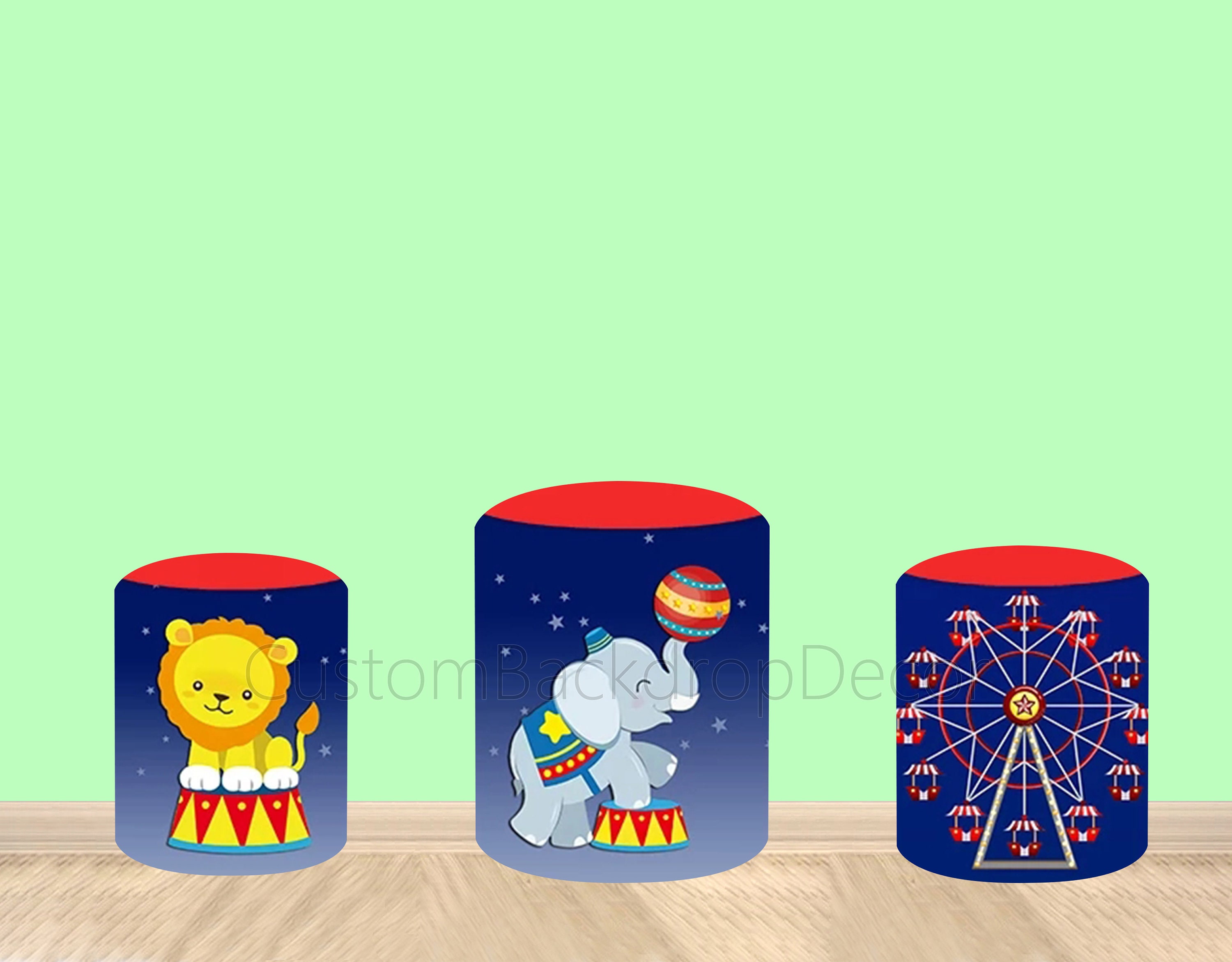 Animals Elephant Tiger Cylinder Cover Backdrop,red Curtains Circus Kids ...