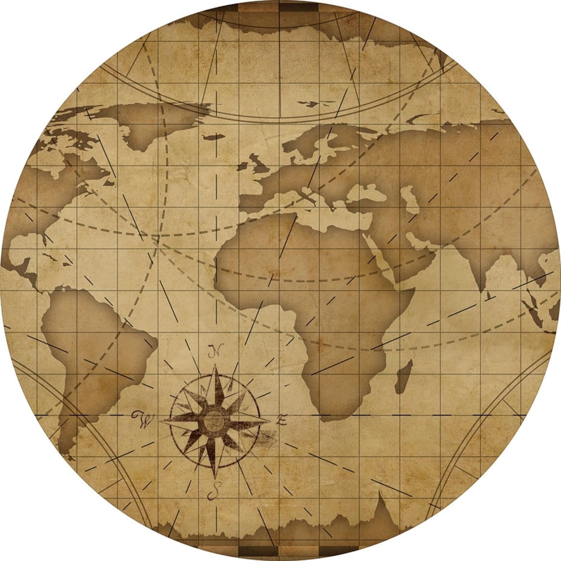 Round World Map Photography BackdropVintage travel compass | Etsy