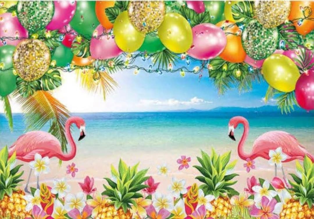 Aloha Luau Summer Photography Backdrop,flamingo Hawaiian Beach Birthday ...