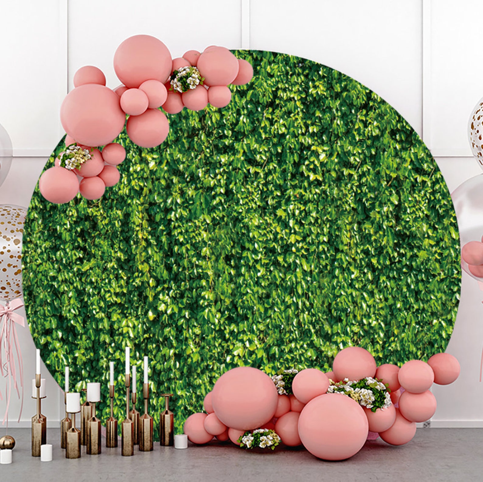 Circle Round Green Leaves Photography Backdrop,wedding Birthday Party ...