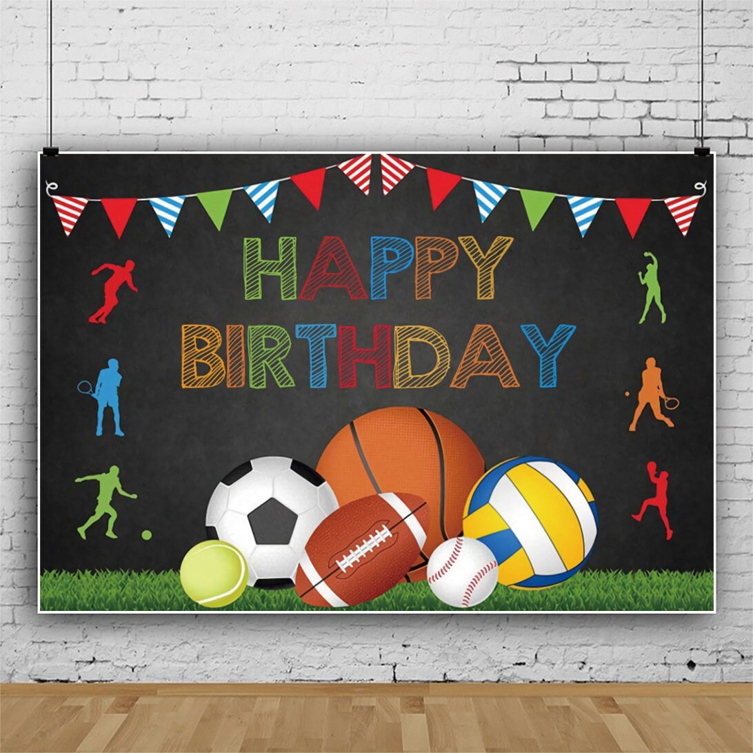 Sports Theme Happy Birthday Photography Backdrop, Vinyl Banner - Etsy UK