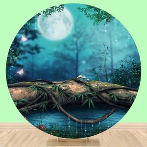 Magic Fantasy Forest Moon Round Circle Photography Backdrop Birthday ...