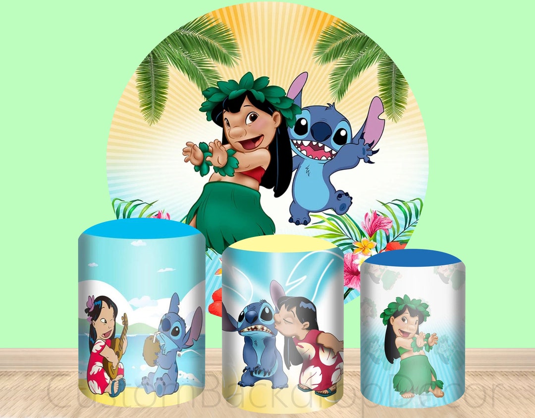 Lilo and Stitch Elastic Cylinder Cover Backdrop,tropical Trees Hawaii ...
