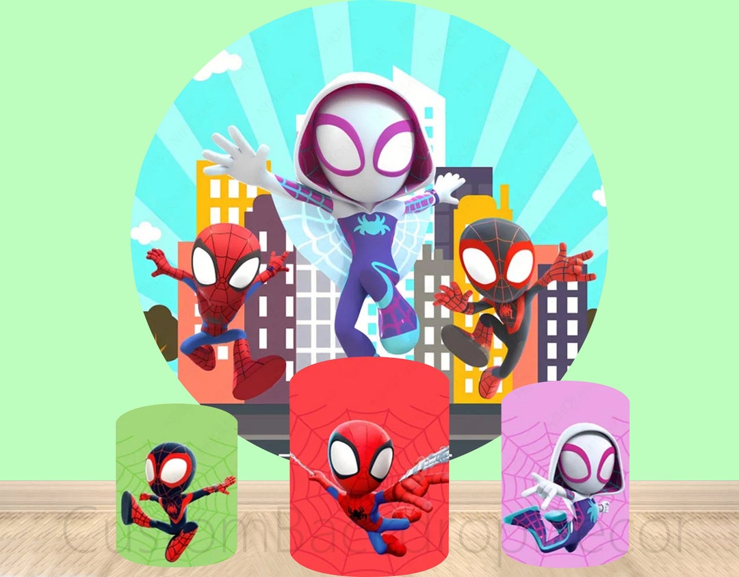 Spidey&his Amazing Friends Birthday Round Backdrop,spider Elastic ...