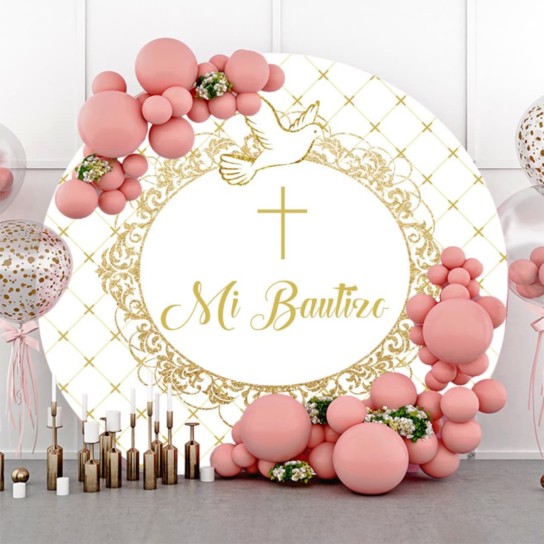 Custom Backdrop,round Baptism Christening Photography Backdrop,first ...
