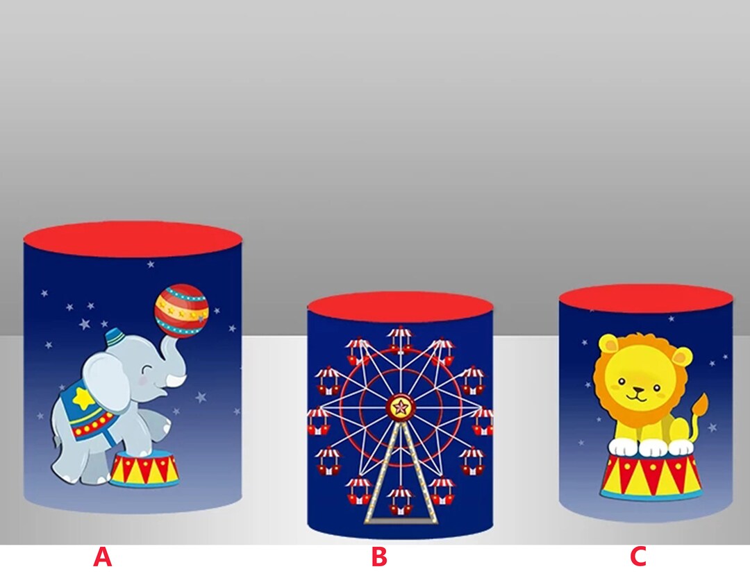 Cut Animals Elephant Tiger Cylinder Cover Backdrop,circus Kids Birthday ...