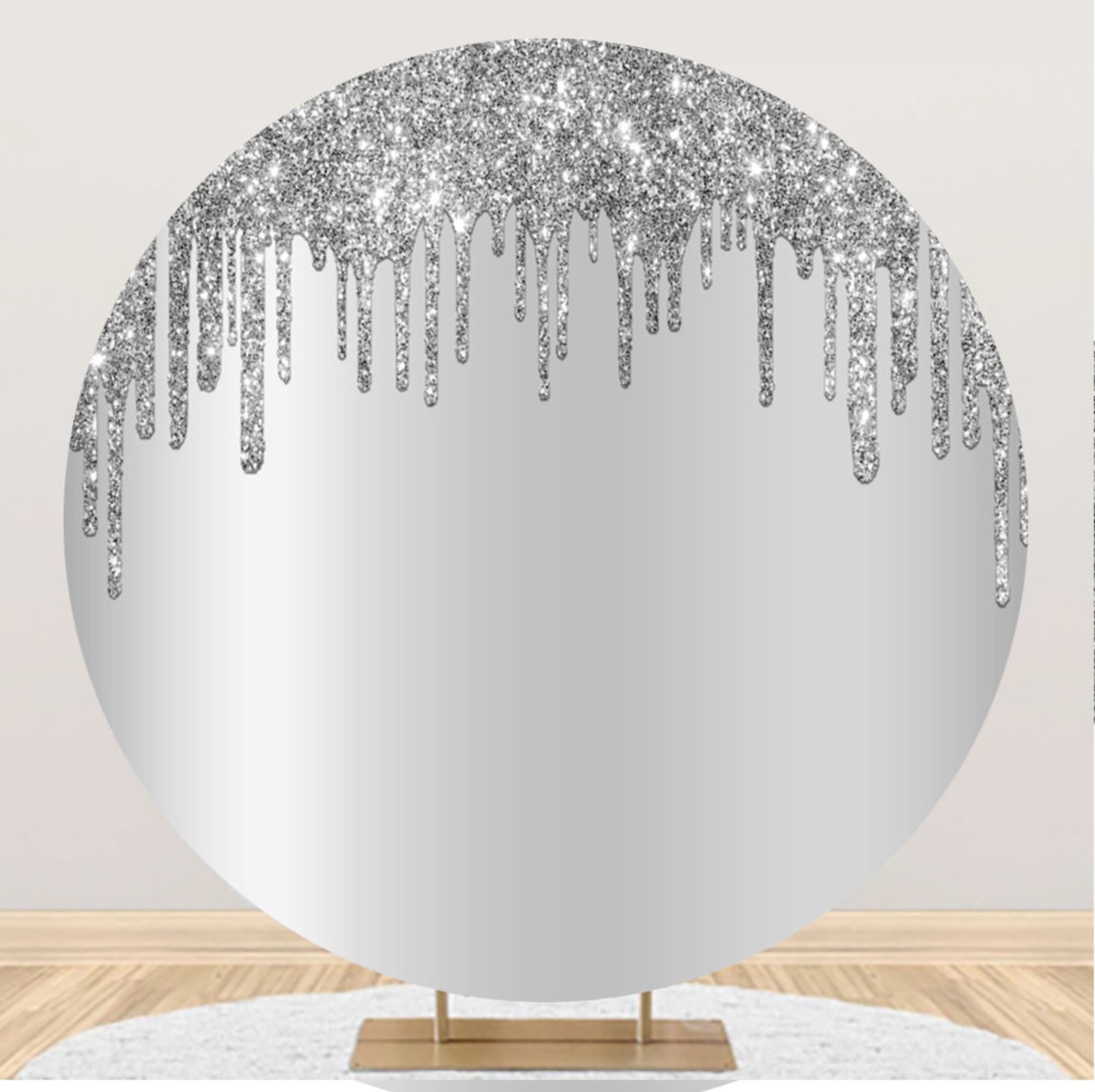 Silver Glitter Round Photography Backdrop,birthday Party Baby Shower ...
