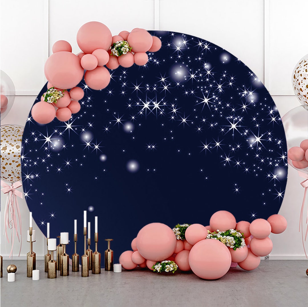 Glitter Little Stars Night Round Photography Backdrop,night Scenic Dark ...