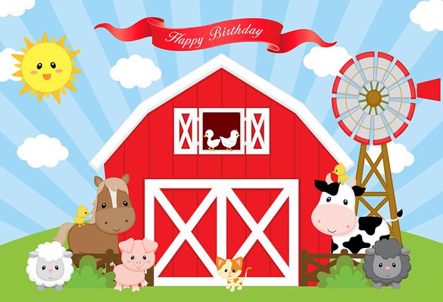 Barn Yard Farm Theme HAPPY Birthday Party Backdrops Farm | Etsy