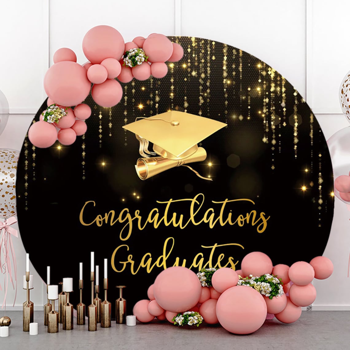 Round Congratulations Graduates Photography Backdropbachelor | Etsy