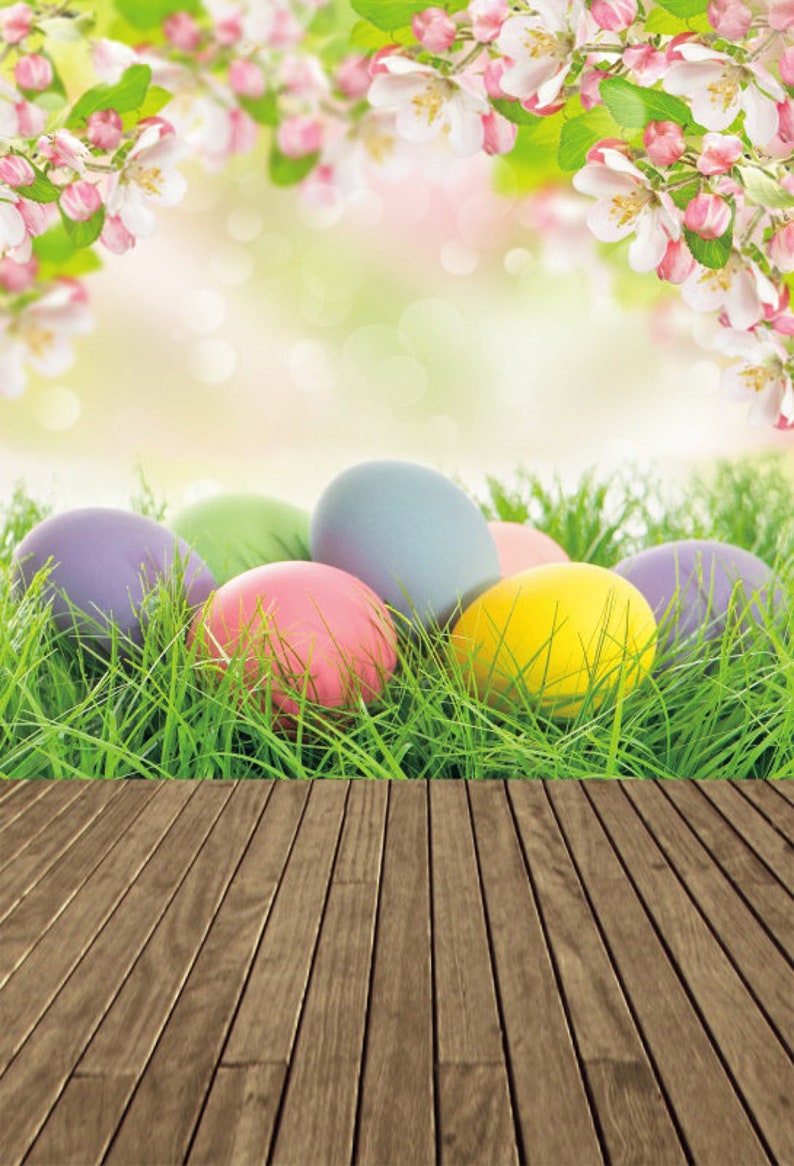 Easter Backdrop Spring Scenery Flowers Easter Eggs Portrait | Etsy