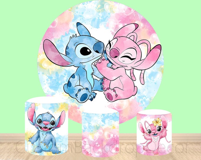 Cartoon Lilo and Stitch Arch Backdrop Cover Boy or Girl Gender Reveal ...