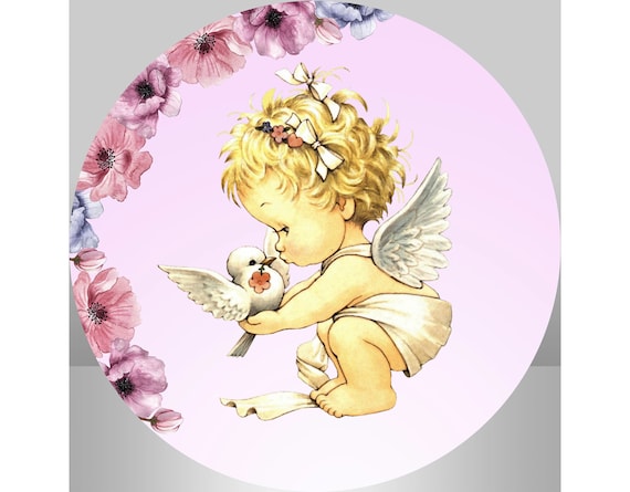 Round Baby angel Flower Photography BackdropNewborn Girl 1st | Etsy