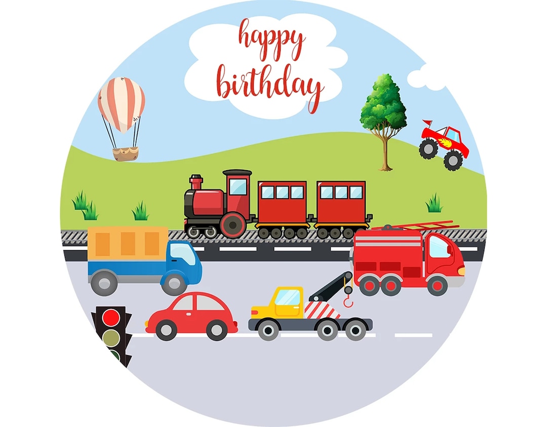 Round Transportation Theme Photography Backdrop,boy Cars Birthday Party ...