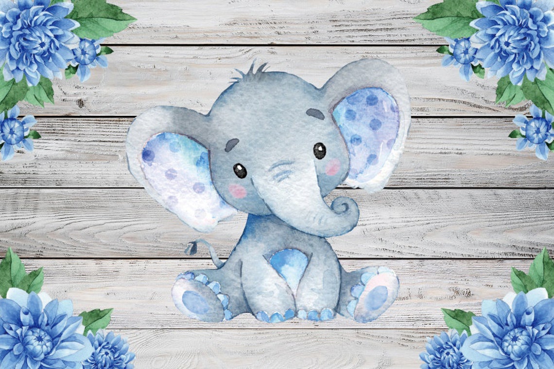 Cute Elephant Photography Backdrop Boys Birthday Baby Shower | Etsy