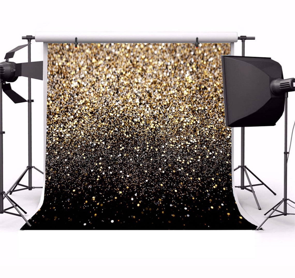 Glitter Black Gold Dots Photography Backdropshinning Birthday - Etsy