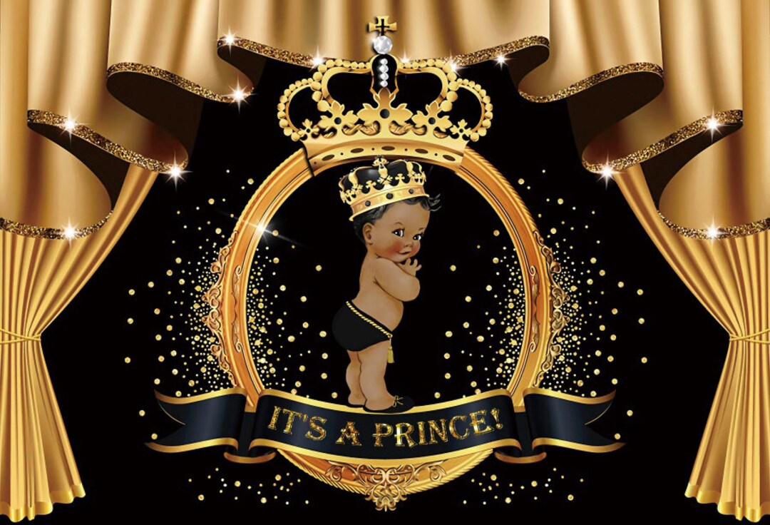 It's A Prince Baby Shower Birthday Party Photography Backdrops Gold ...
