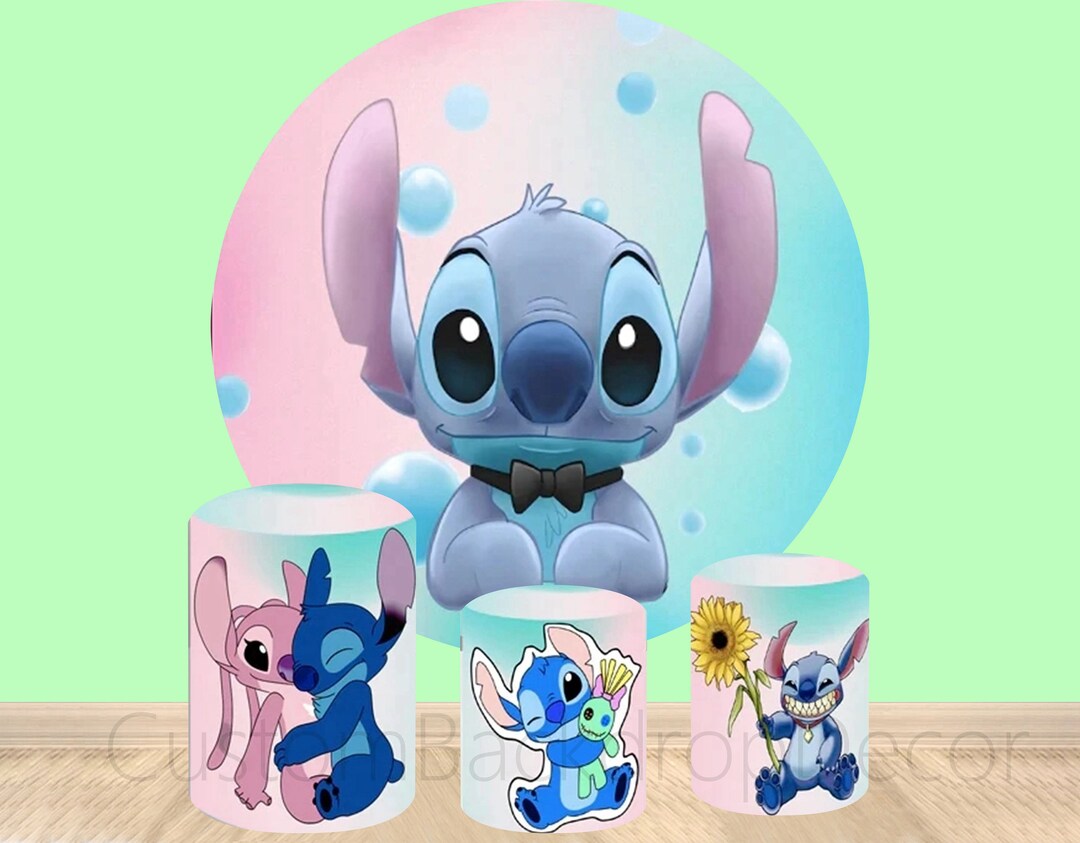 Customize Stitch Elastic Cylinder Cover Backdrop,lilo&stitch Round ...